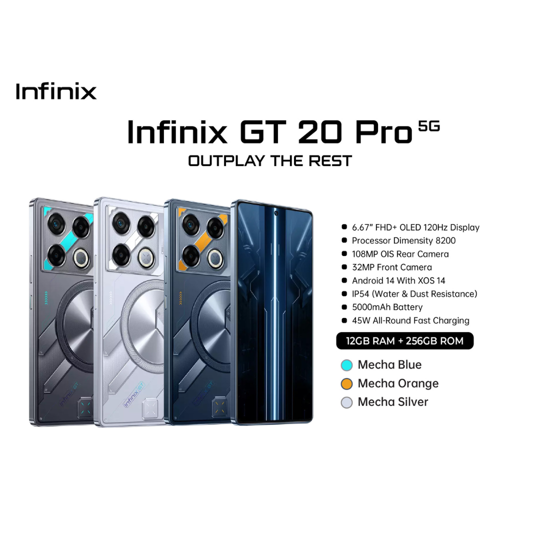 Infinix GT 20 Pro 5G (12GB RAM + 256GB ROM) | 6.67” FHD+ OLED 120hz Display | MediaTek Dimensity ...