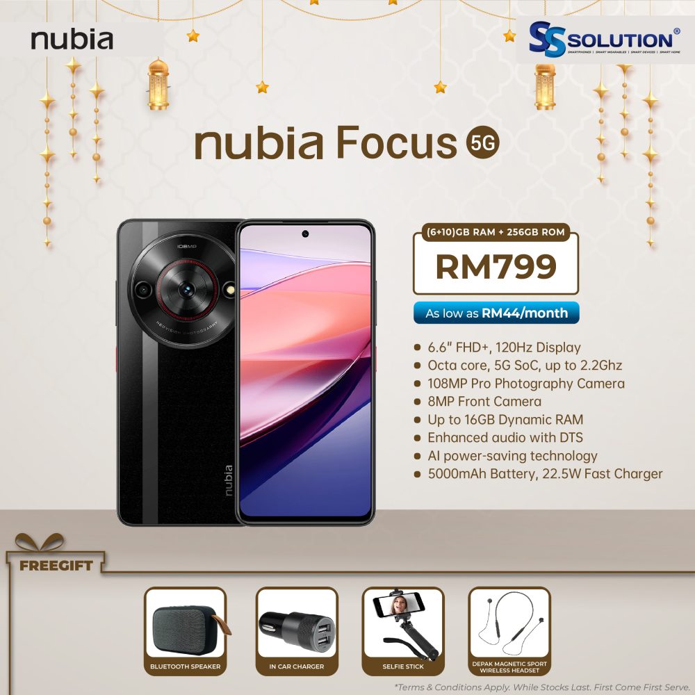 Nubia Focus 5G (6GB RAM + 256GB ROM) | 6.6″ FHD+, 120Hz Display | Up to 16GB Dynamic RAM ...