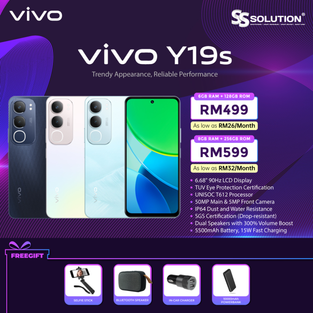 VIVO Y19s (6/8GB RAM + 128/256GB ROM) | 6.68″ 90Hz LCD Display | UNISOC ...